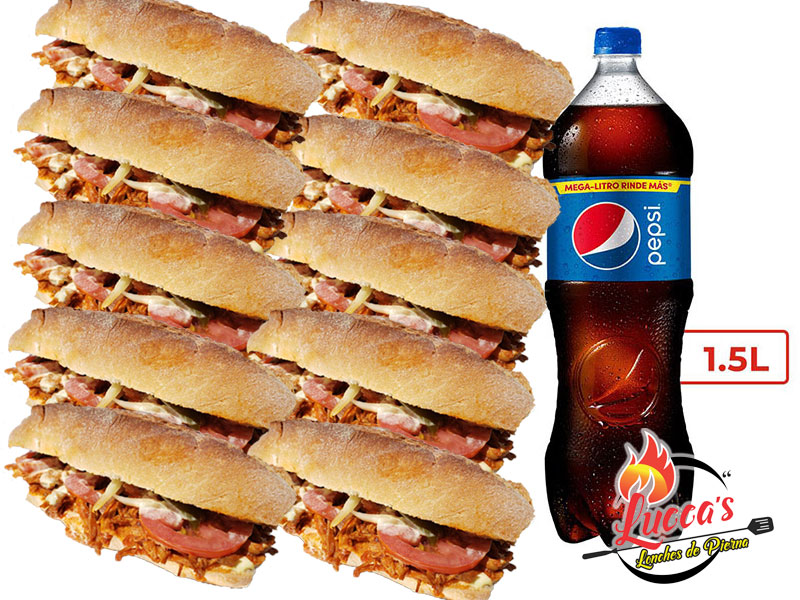 10 lonches + 1 refresco 1.75lt – Lonches Lucas